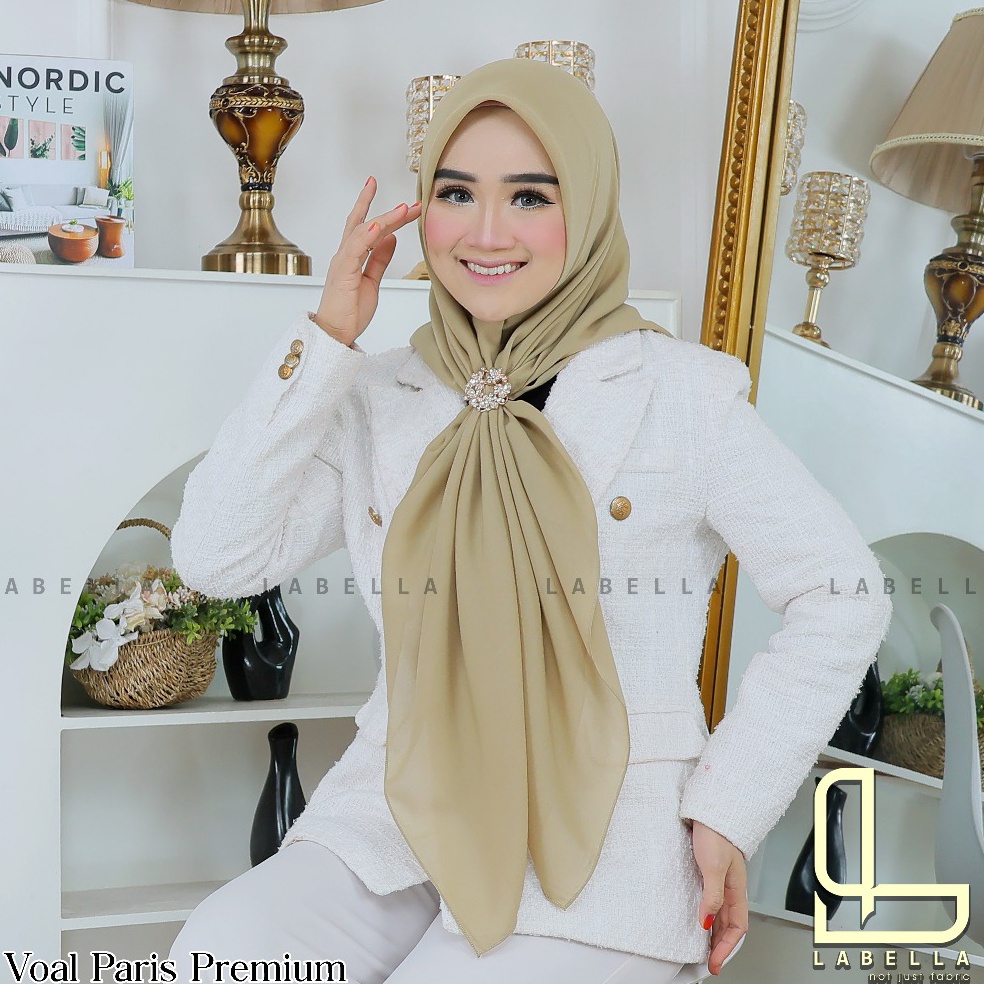 Jual KODE T55R JILBAB SEGI EMPAT KHAKI MUDA HIJAB SERAGAM PNS ASN VOAL ...