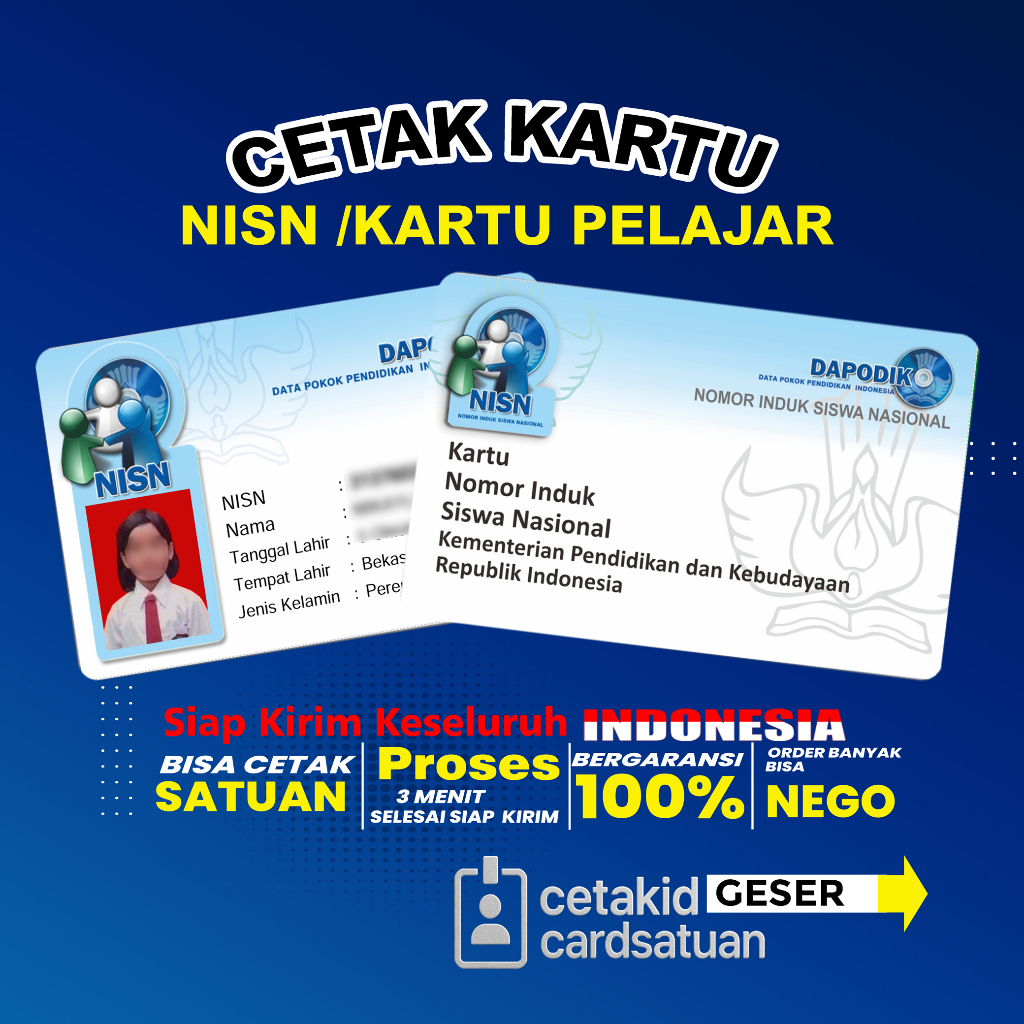 Jual Cetak Kartu Dapodik NISN NUPTK NRG PGRI MGMP Kartu Pelajar KTA ...