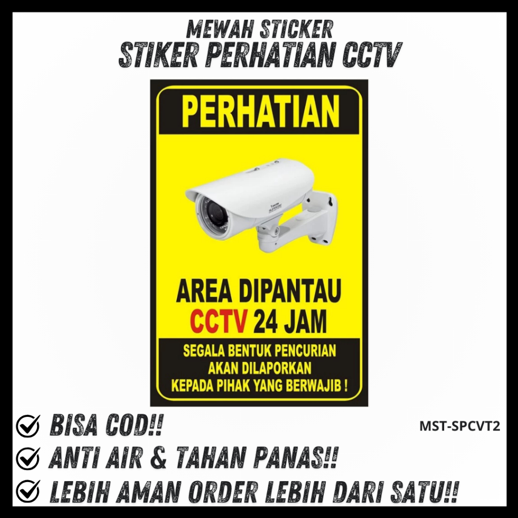 Jual MURAH stiker cctv 24 jam / stiker pantau cctv / stiker keamanan ...