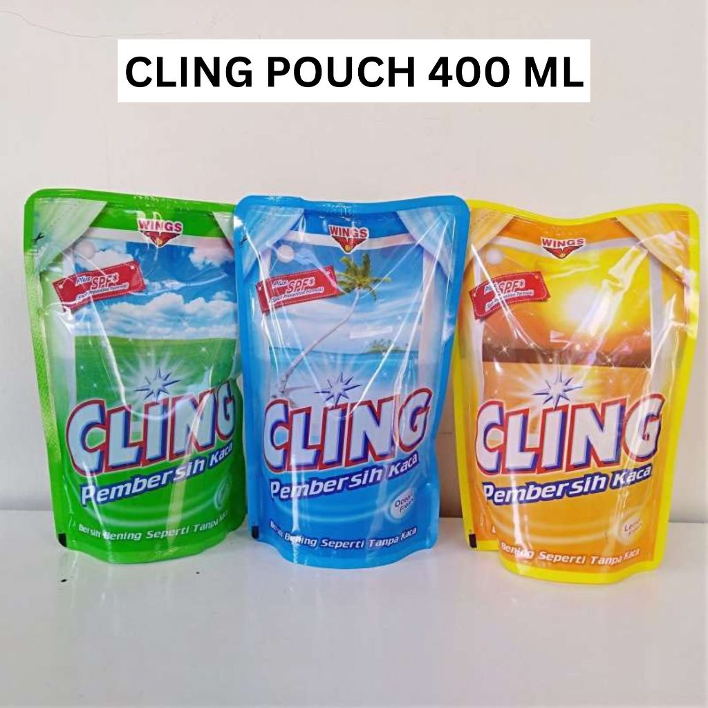 Jual CLING PEMBERSIH KACA POUCH 400 ML WINGSCARE CLING REFILL 400 ML ...