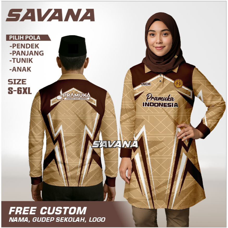 Jual SAVANA - Jersey PRAMUKA Vnek / Panjang / Berkerah / tunik printing ...