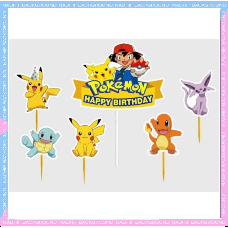 Jual Toper Karakter POKEMON Decorasi Cake Happy Birthday Hiasan Kue ...