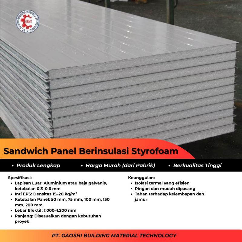 Jual Sandwich Panel Berinsulasi Styrofoam/ Sandwich Panel Styrofoam ...