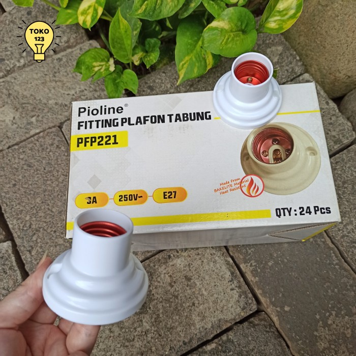 Jual Pioline Fitting Plafon Tabung 3A 250v PFP 221 Fitting Plafon Bulat ...