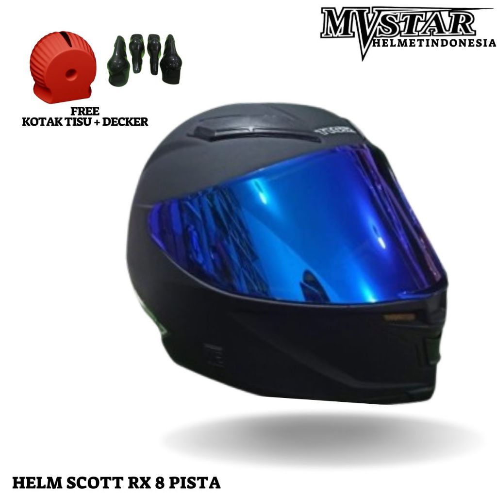 Jual [ PROMO FREE DECKER ] Helm Scott RX 8 PISTA / Helm Full Face Paket ...