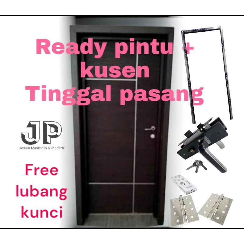 Jual Pintu Swing HDF/HMR Fullset Paket Kusen Alumunium Handle set kunci ...