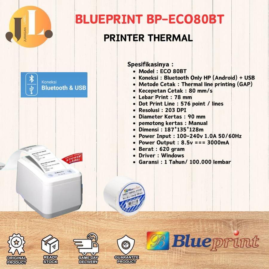 Jual BLUEPRINT BP ECO80BT Printer Label Thermal 80mm USB + Bluetooth ...