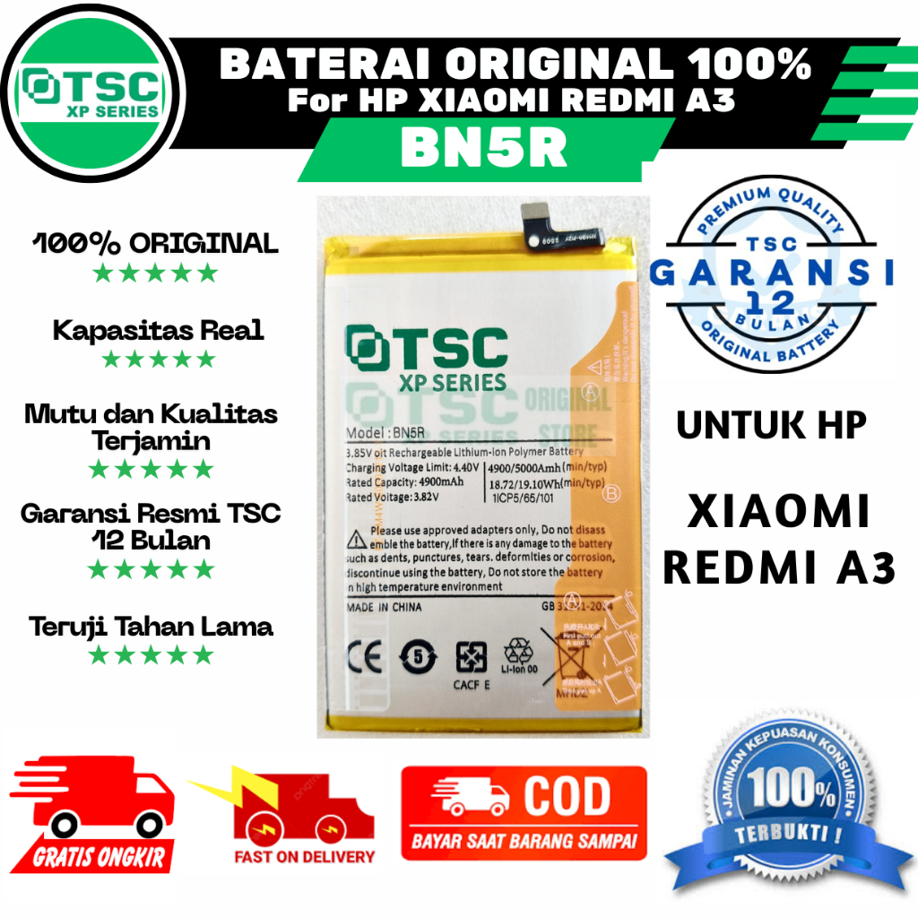 Jual TSC BATERAI ORIGINAL 100% BN5R, BATRE BATTERY XIAOMI REDMI A3 ...