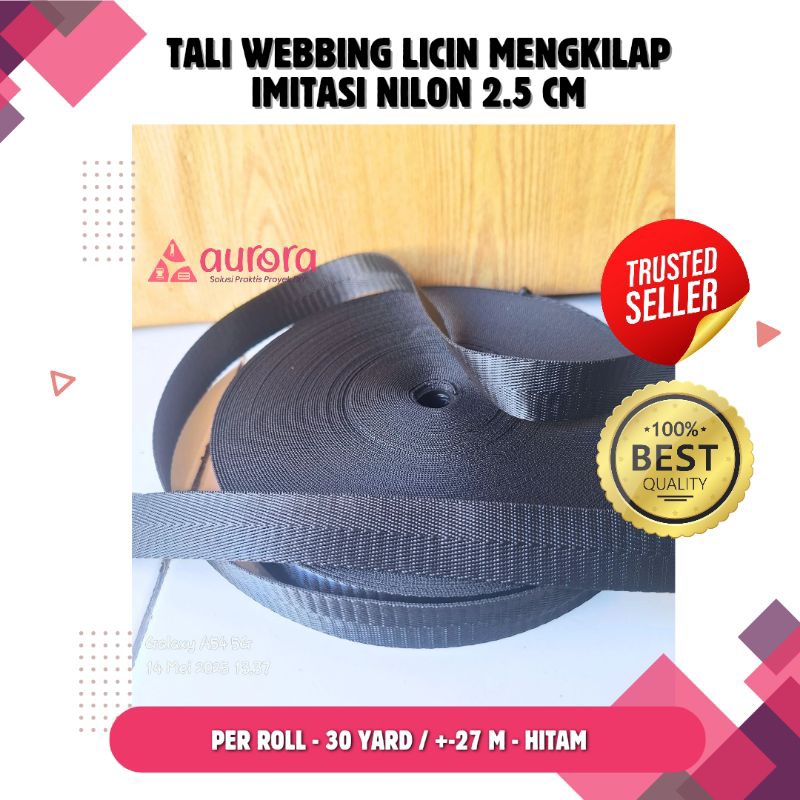 Jual (PER ROLL) Tali Webbing Nilon Imitasi Hitam 2,5 cm x 30 Yard ...
