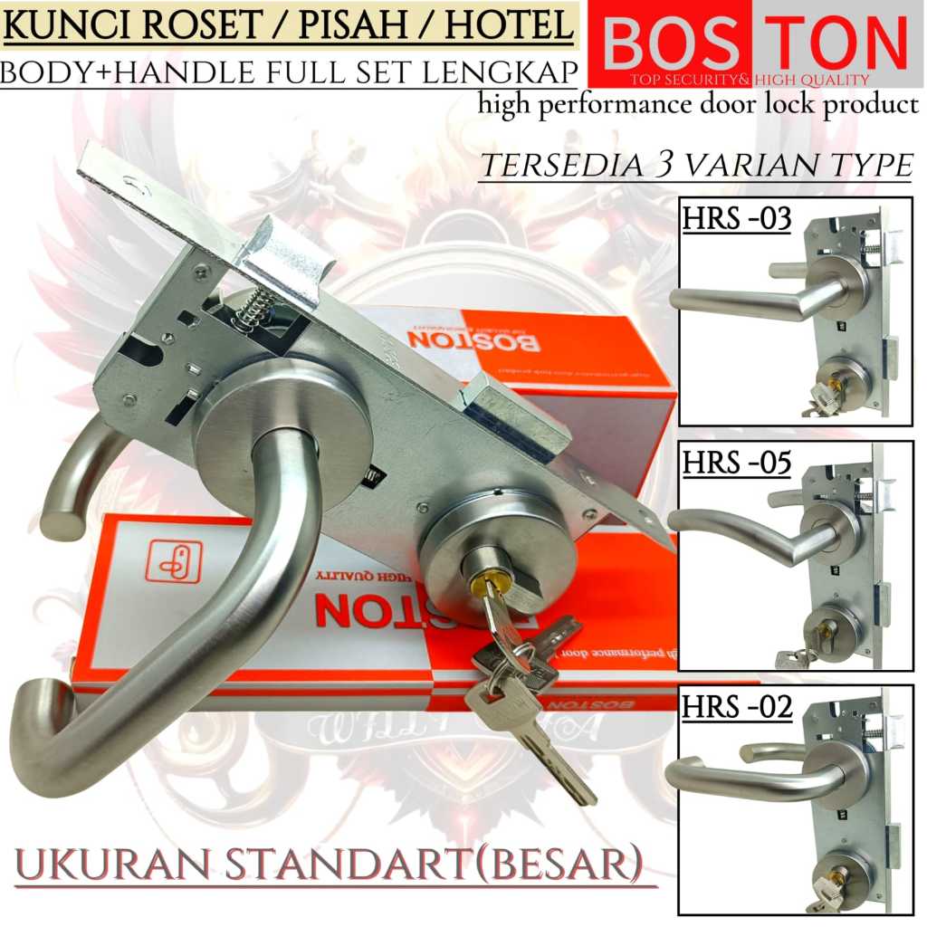 Jual BOSTON handle pintu pisah / kunci pintu besar full set lengkap ...