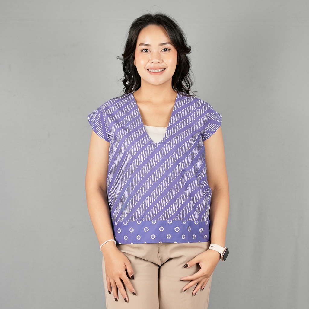 Jual Hamzah Batik - Blus Batik Wanita Tanpa Lengan Crop | Shopee Indonesia