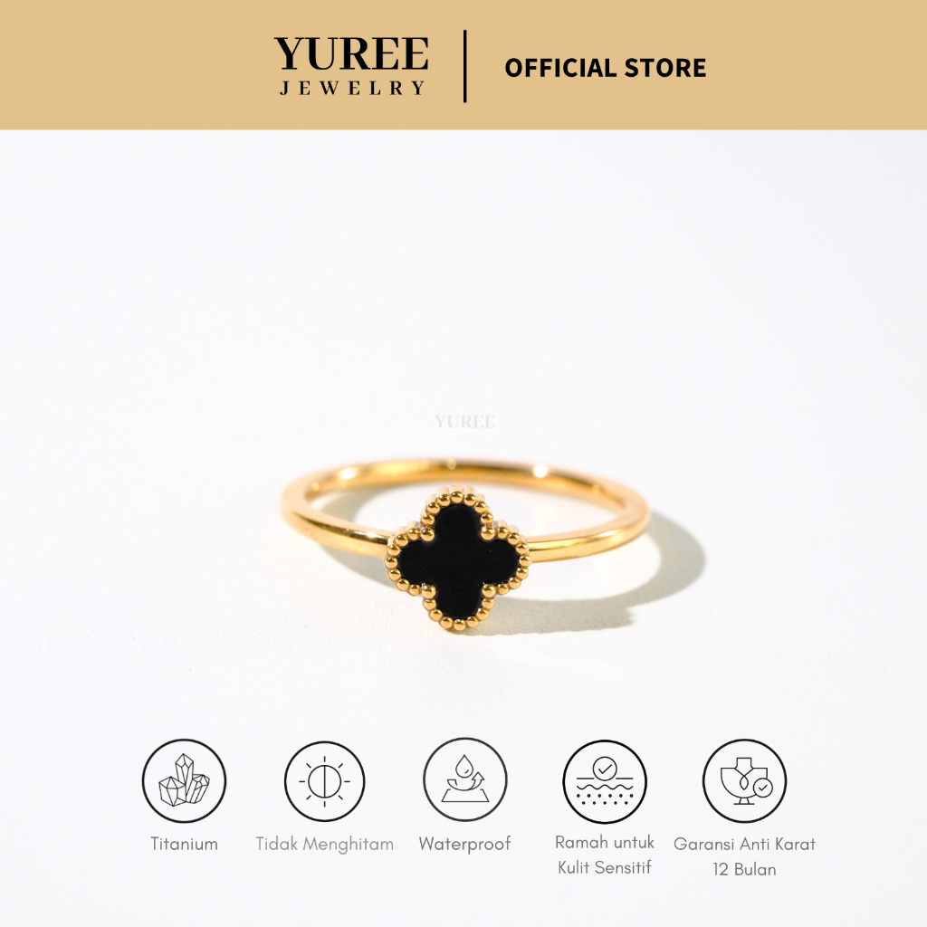 Jual YUREE • Denver Ring • Perhiasan Cincin Clover Titanium Wanita Anti ...