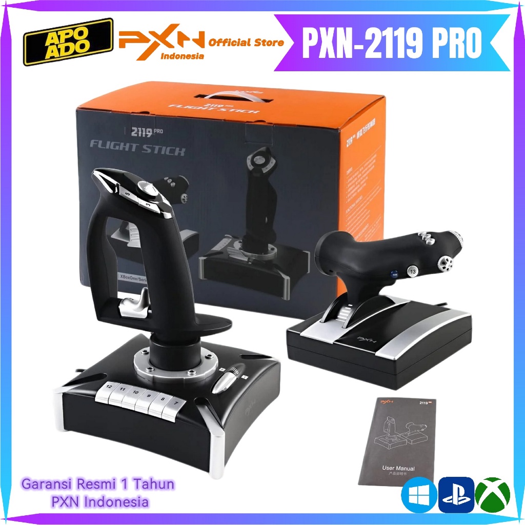 Jual PXN 2119 PRO VERSION Flight Simulator Joystick with Vibration ...