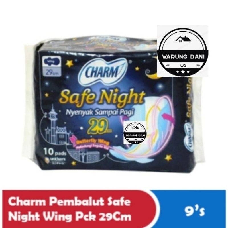 Jual Pembalut Charm Malam Safe night 9pads Wing 290mm | Softex Pembalut ...