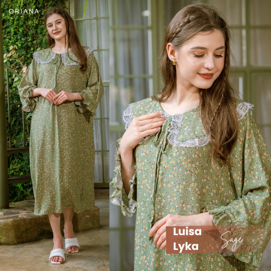 Jual Oriana Homewear Daster Bumil Busui Kerah Renda Luisa Series | Maxi ...