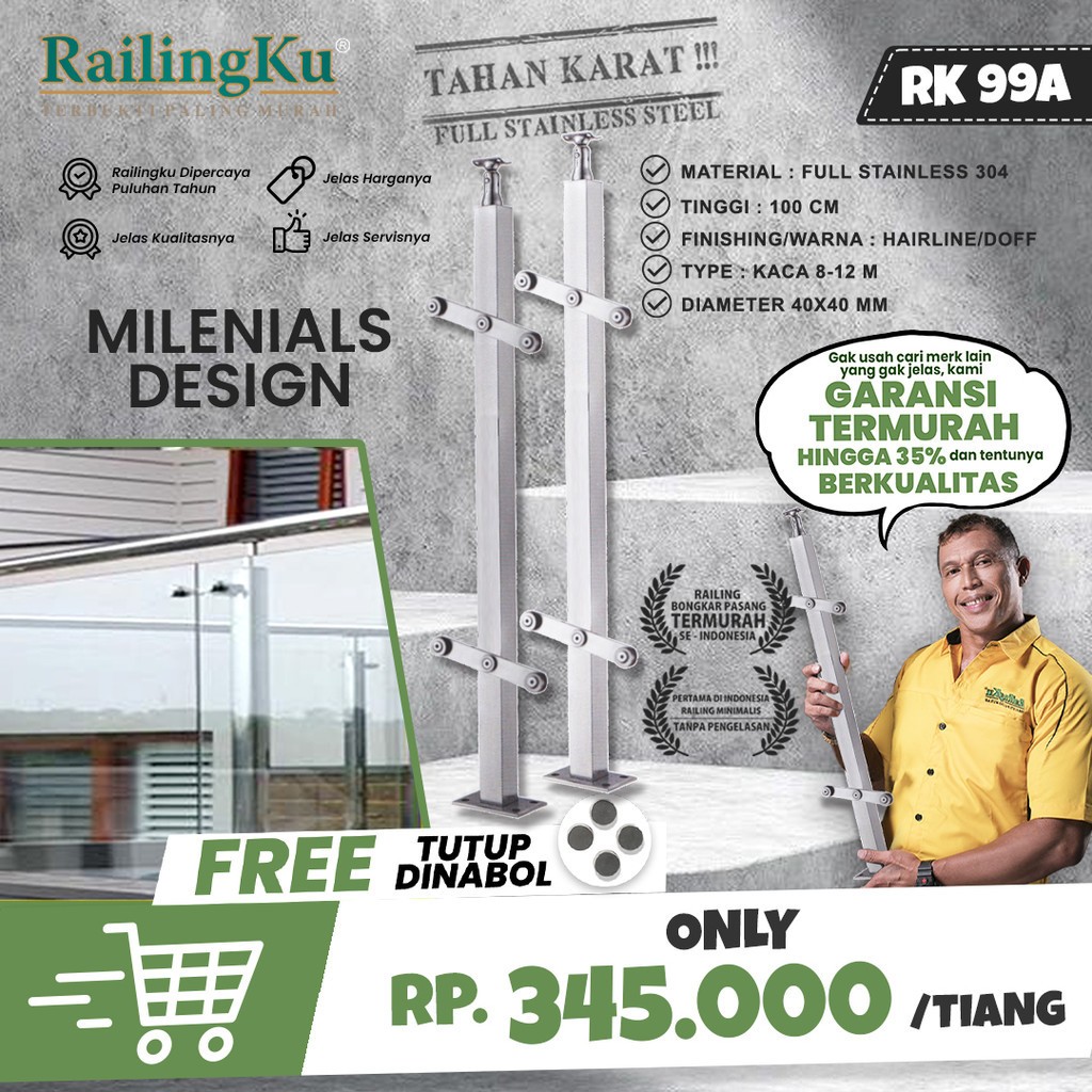 Jual NEW RAILING : Railing Tangga Stainless Milenials Desain Tiang ...
