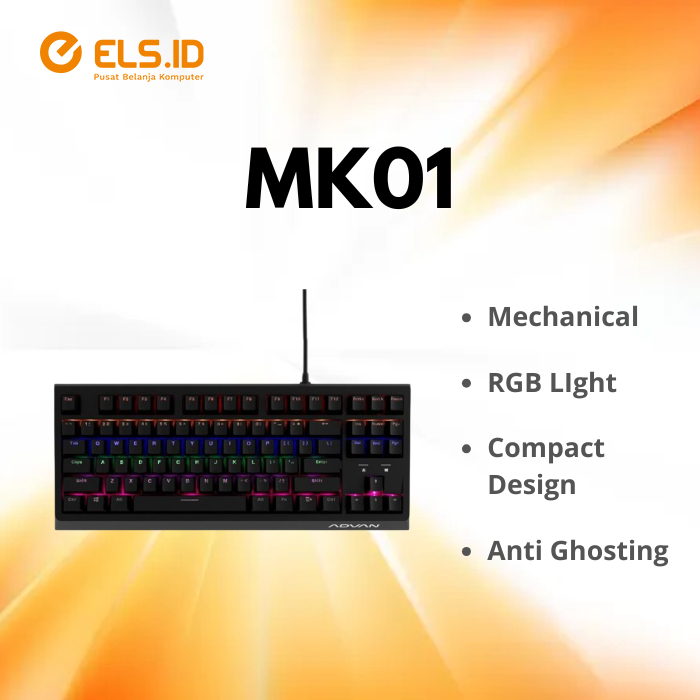 Jual Advan MK01 Mechanical Keyboard 87Keys RGB | Shopee Indonesia