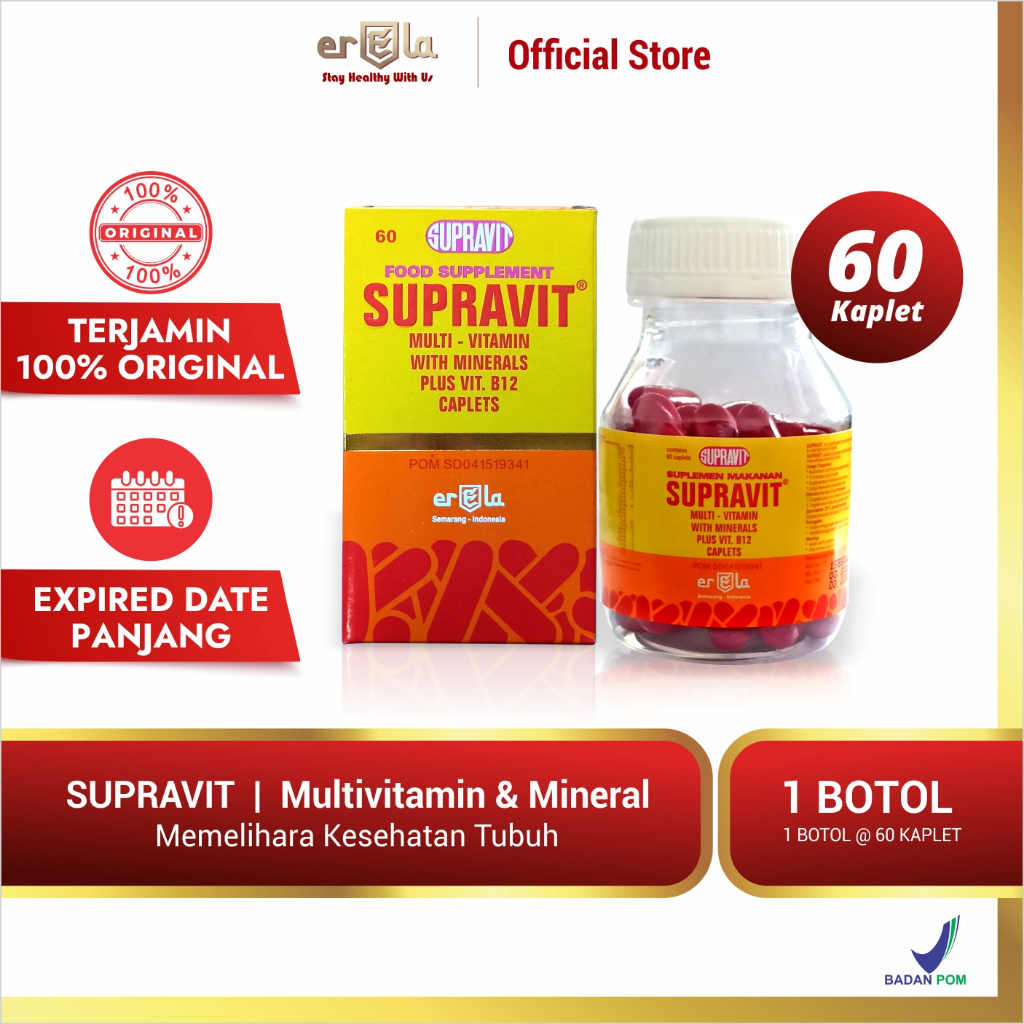 Jual [BEST SELLER DISKON] SUPRAVIT 1 BOTOL / Suplementasi Multivitamin dan Mineral Lengkap / 60 ...