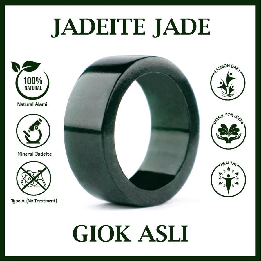 Jual Cincin Jadeite Jade Natural Ring Batu Giok Asli Hitam Pria Wanita ...