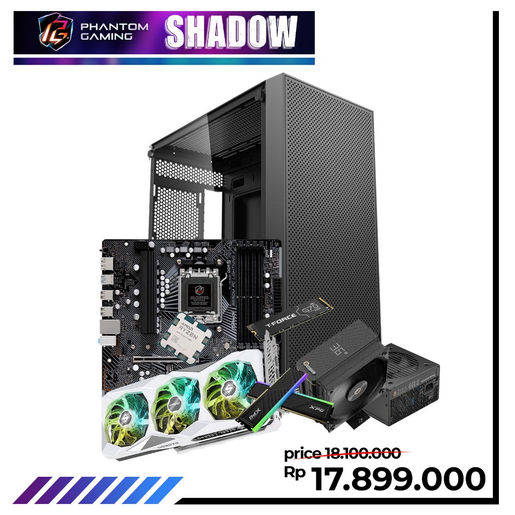 Jual ASROCK PHANTOM GAMING PC RAKITAN SHADOW VER 1 - AMD RYZEN 5 7500F ...