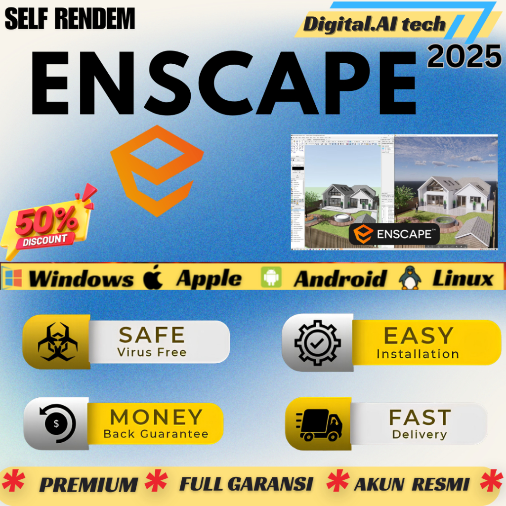Jual Enscape v4.3 2025 Latest FREE 4GB Assets Library For SketchUp ...