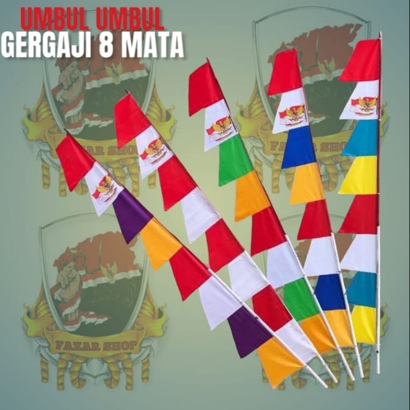 Jual (20 pcs) Bendera umbul umbul garuda 8 daun ukuran 2,7 m kain poliester | Shopee Indonesia