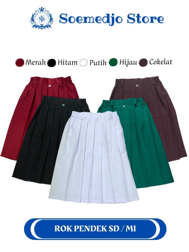 Jual Rok Pendek SD MI Merah Putih Hijau Hitam Coklat Rok Rempel Sekolah ...