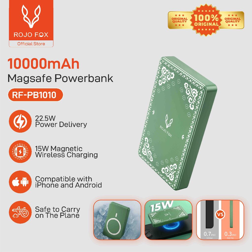 Jual ROJO FOX Powerbank Wireless Fast Charging iphone Magsafe Mini ...