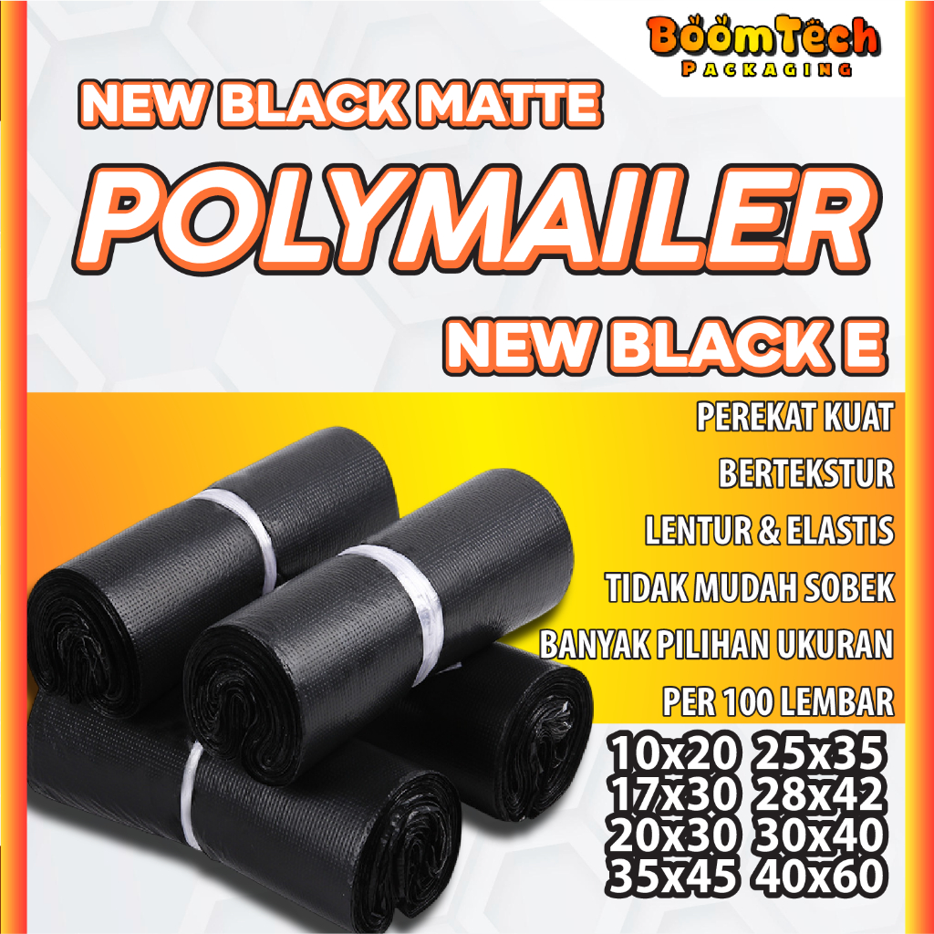 Jual BOOM TECH PLASTIK POLYMAILER HITAM NEW BLACK E SUPER PREMIUM TEBAL ...