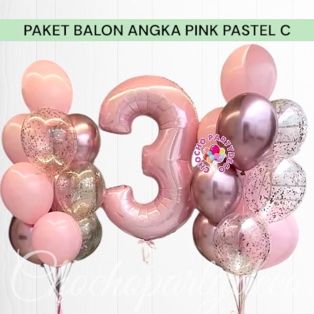Jual Paket Balon ANGKA PINK PASTEL C / Dekorasi Ulang Tahun Angka Jumbo ...