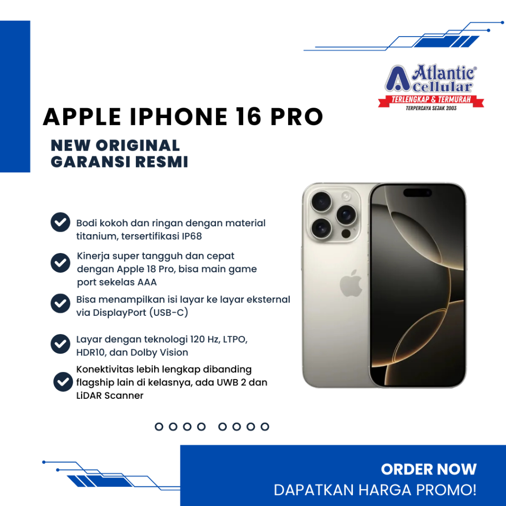 Jual Apple Iphone 16 Pro 128GB | 256GB | 512GB | 1TB Garansi Resmi Indonesia | Shopee Indonesia