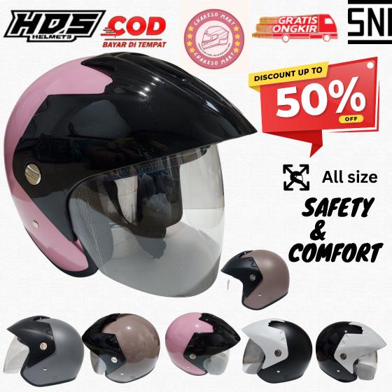 Jual Helm Bogo Dewasa Polos HDS Helmet SNI Batman Pink Glossy Half Face ...