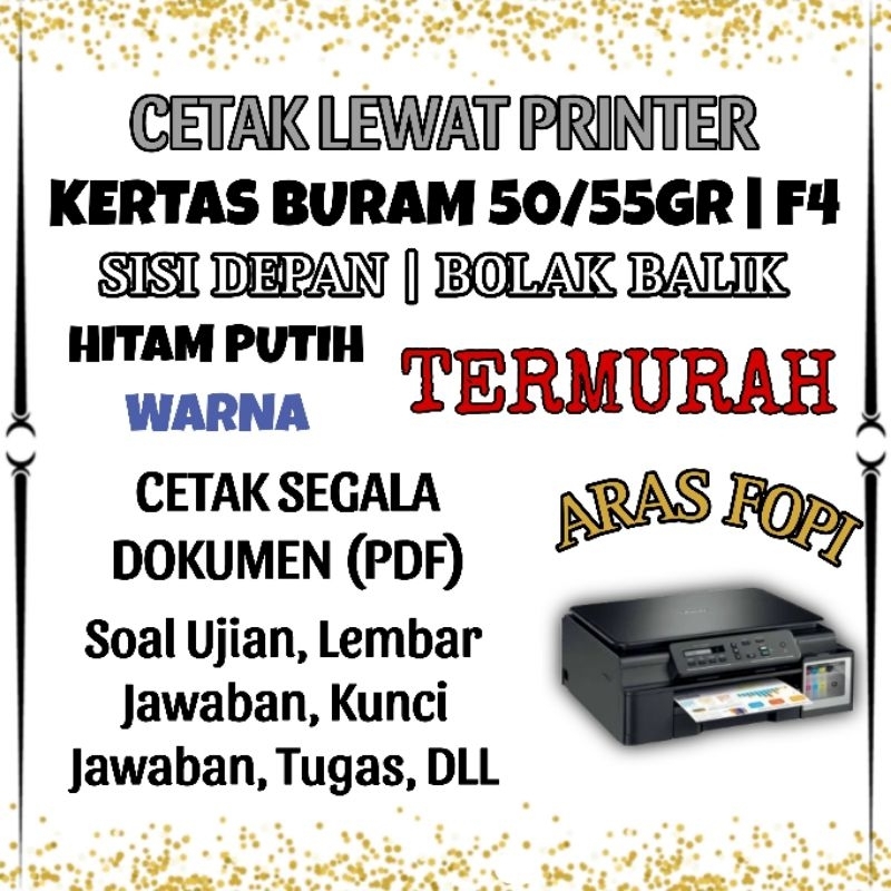 Jual [READY] JASA CETAK PRINT KERTAS BURAM F4 HITAM PUTIH BW WARNA ...