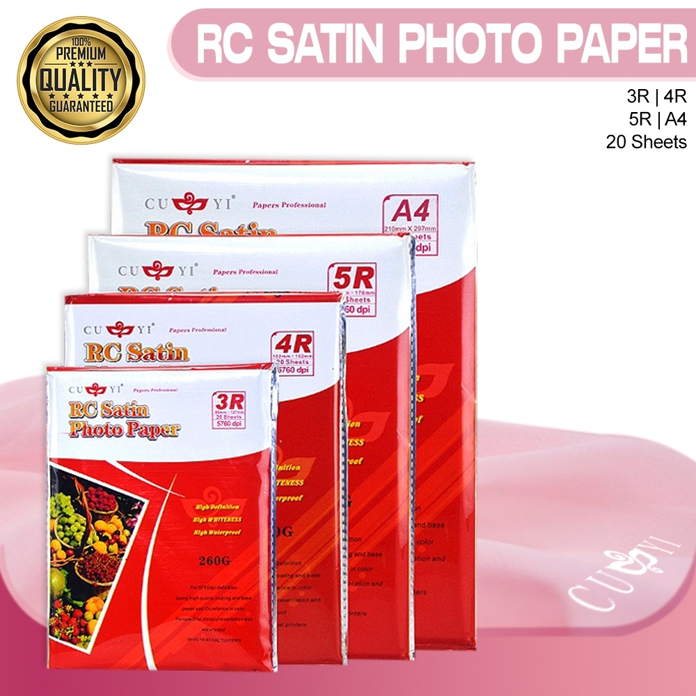 Jual Kertas Foto CUYI RC Satin 260gsm A4 | 5R | 4R | 3R - Untuk Cetak ...