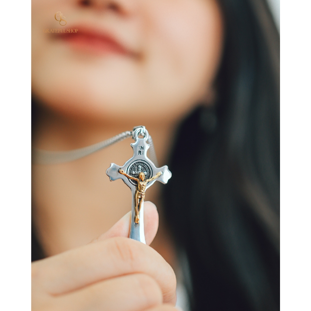 Jual Grateful - Kalung Salib Gideon / CORPUS SILVER GOLD (STAINLESS ...