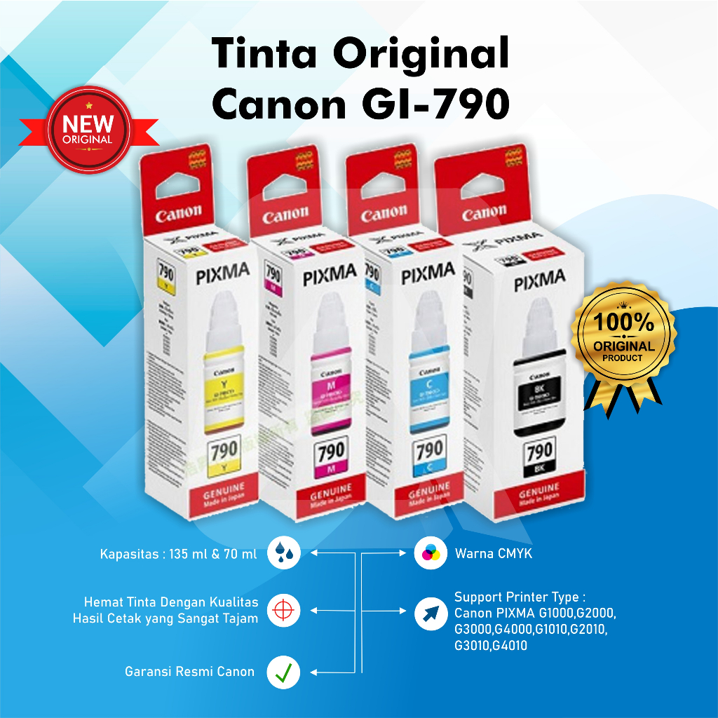 Jual Tinta Canon GI 790 GI-790 Original Tinta Printer Untuk G1000 G1010 ...
