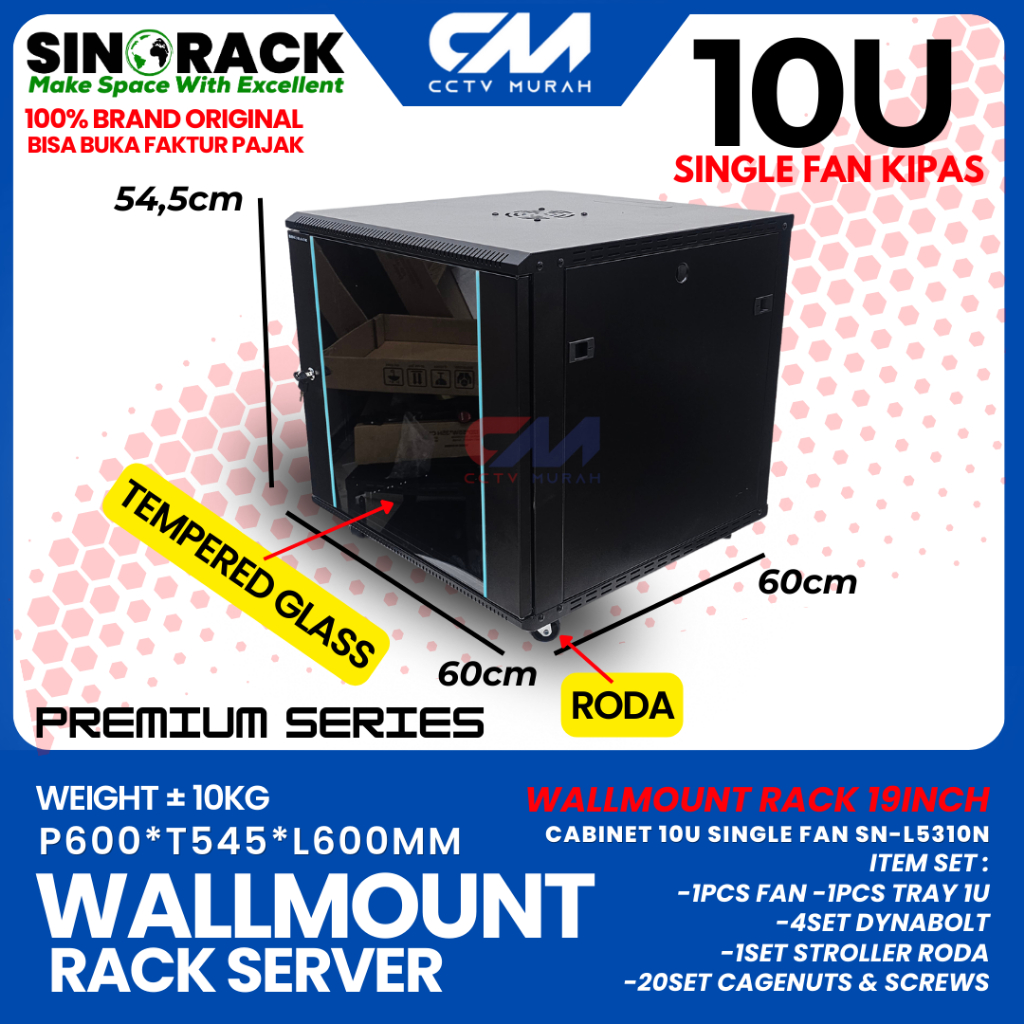Jual Wallmount Rack Server 10U/Rak Server Ukuran 10U Single Glass Door | Shopee Indonesia
