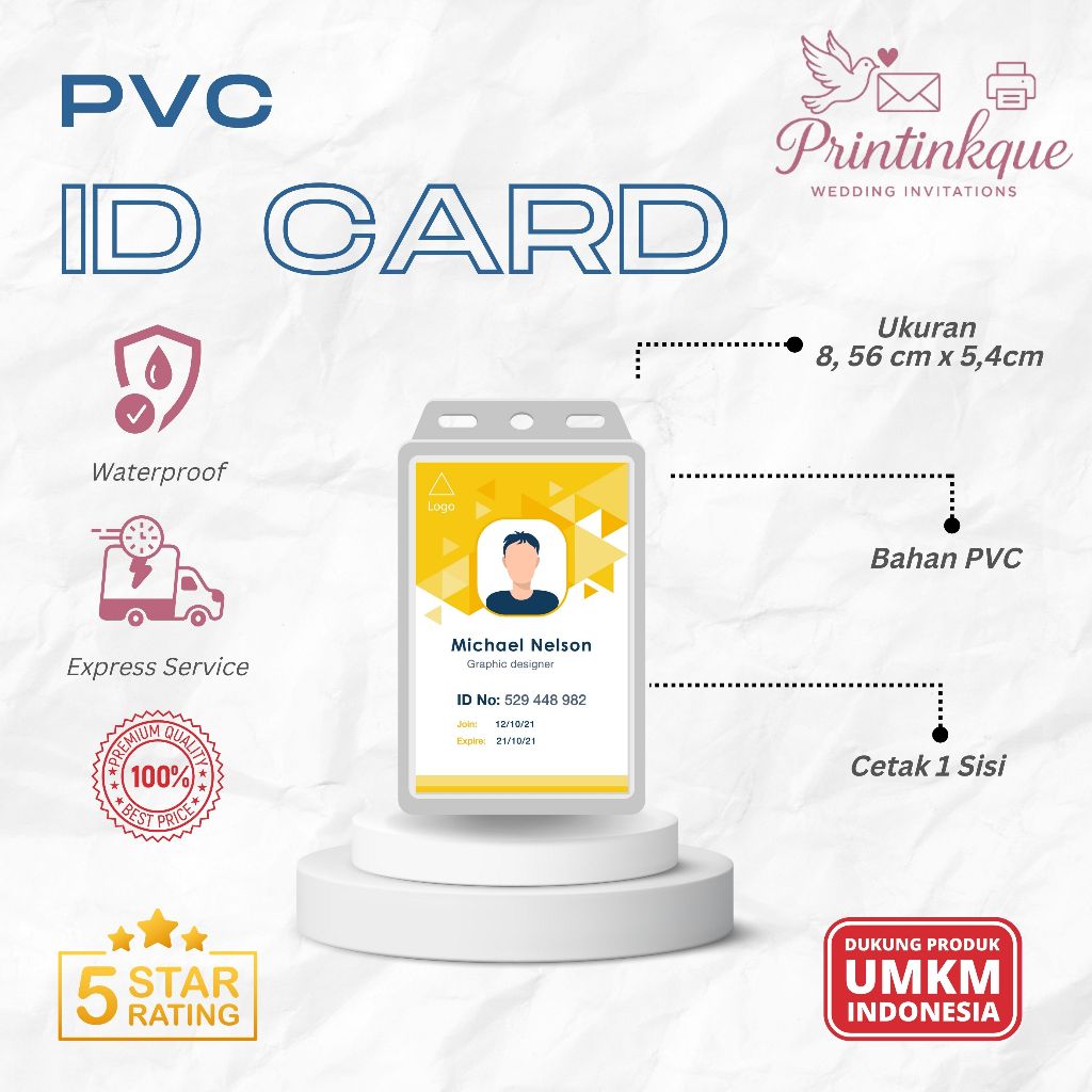 Jual Cetak ID Card Panitia / Karyawan / Visitor | Bahan Plastik PVC ...