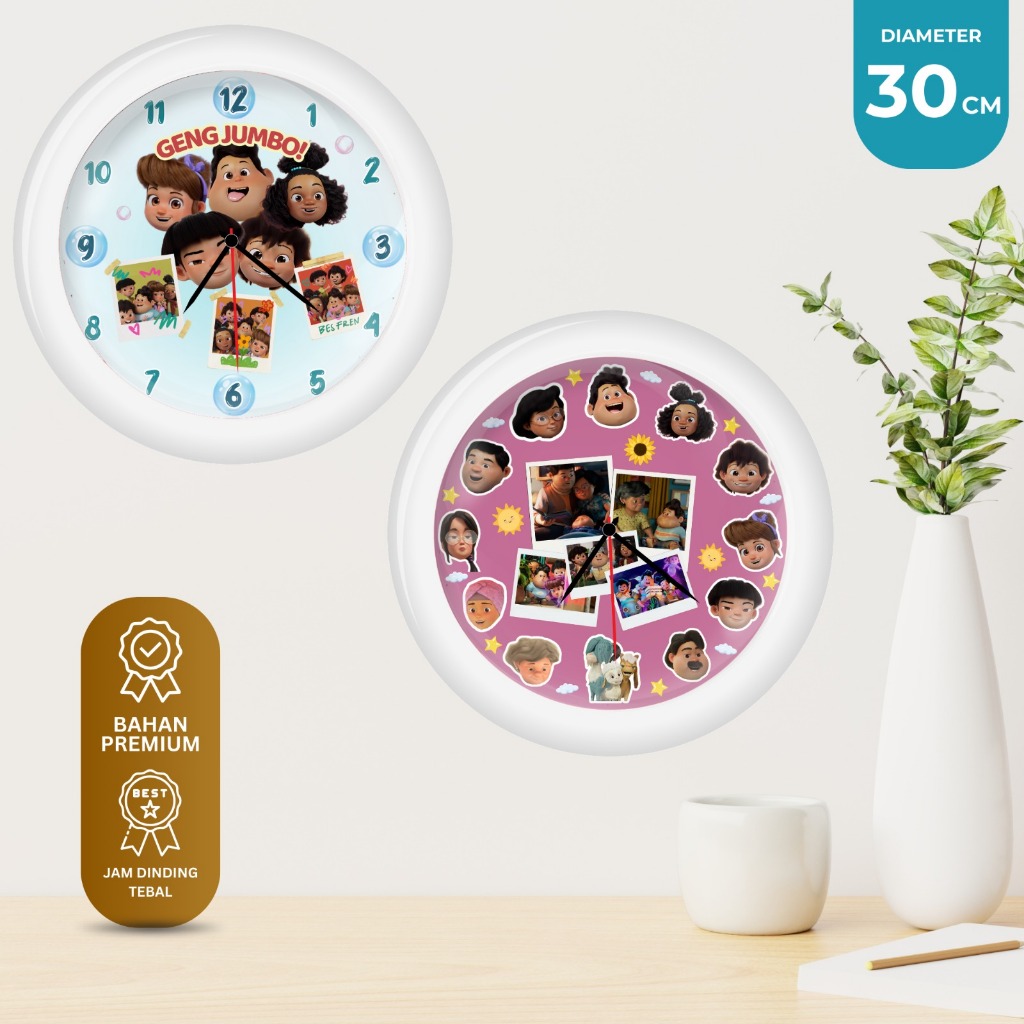 Jual JAM DINDING BESAR KARTUN JUMBO DIAMETER 30 CM DEKORASI RUANG TAMU ...