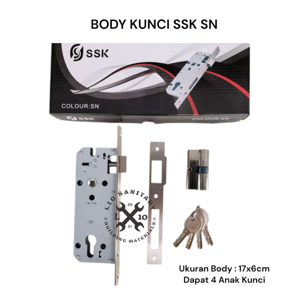 Jual Body Kunci SSK SN / Body Kunci Pintu Silver SSK 4 Key / Badan Kunci Pintu Biasa SSK 1 SET ...