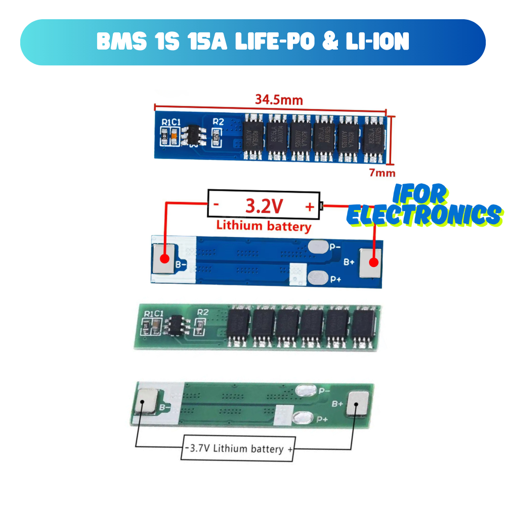 Jual BMS 1S 3.7V Li-ion 3.2V Life-Po 4 BMS PCM Battery Protection board ...