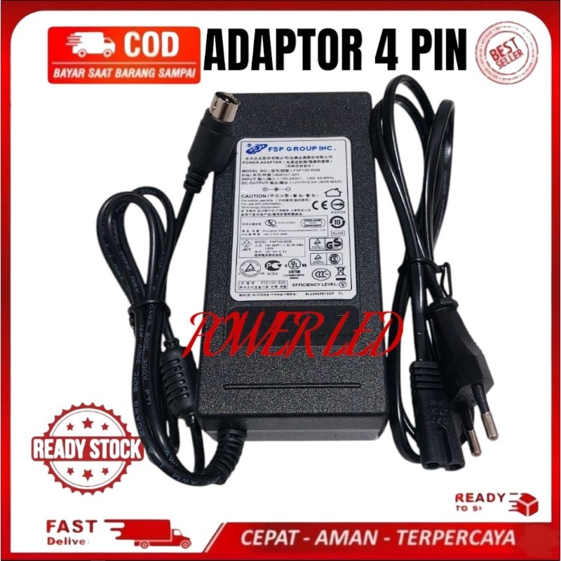 Jual Adaptor 12V 5A 4 pin / Adaptor DVR Hikvision 4 pin DC 12 Volt 5 ...