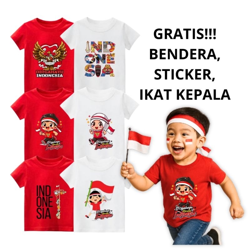 Jual Kaos anak kemerdekaan 17 agustus laki laki perempuan 1-12 tahun ...