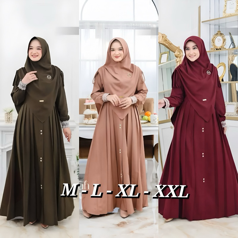 Jual GAMIS SYARI UKURAN M L XL XXL JUMBO BUSUI PLUS KHIMAR SET MURAH DRESS POLOS TERBARU ...