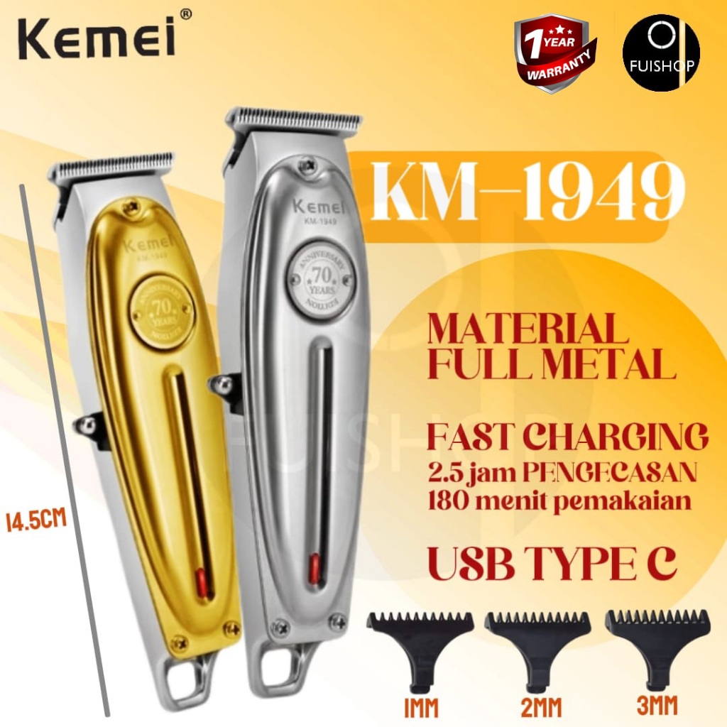 Jual Kemei km 1949 alat cukur rambut trimmer metal body | Shopee Indonesia
