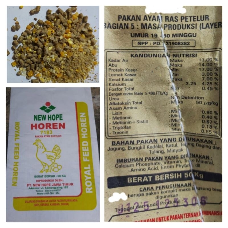 Jual Pakan ayam petelur NEW HOPE HOREN 7183 50kg | Shopee Indonesia