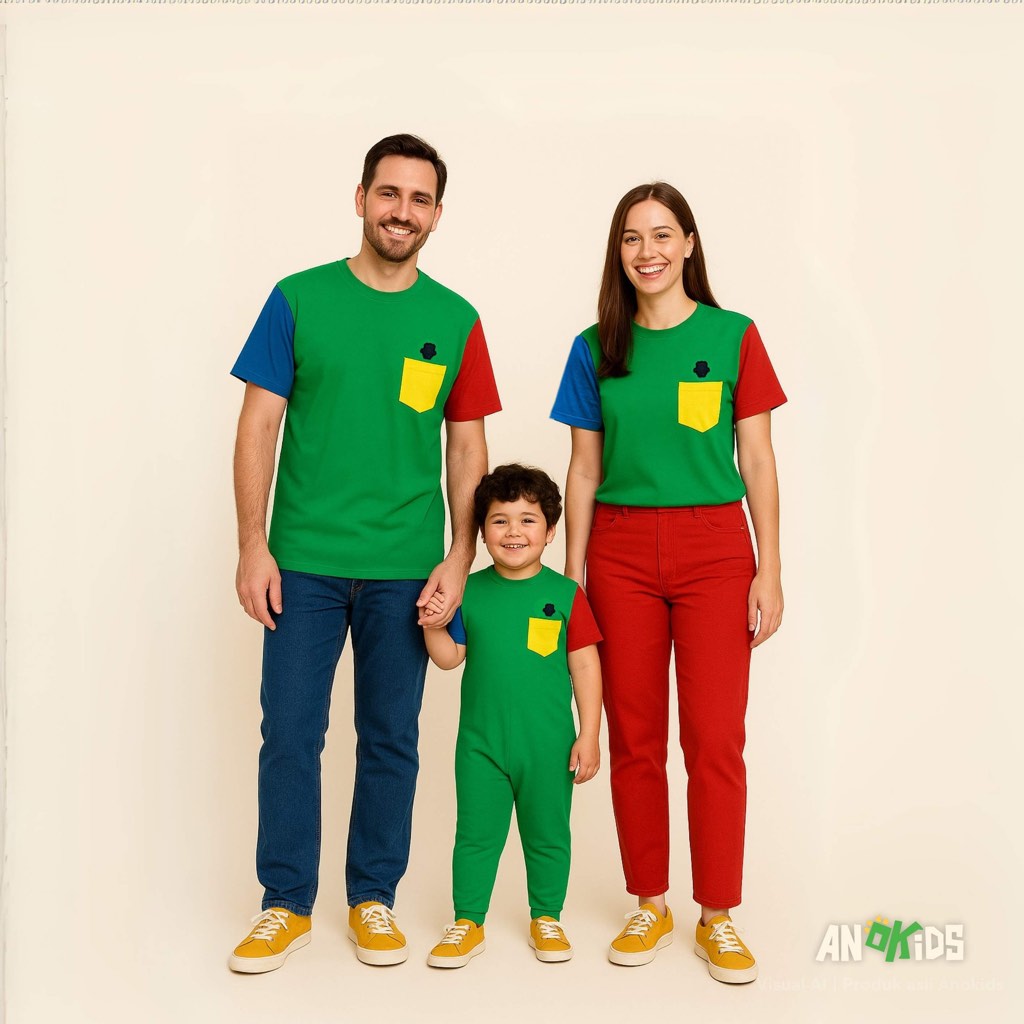 Jual Family Set - KAOS DAN ROMPER COLOR BLOCK GREEN - Baju Kaos Couple ...