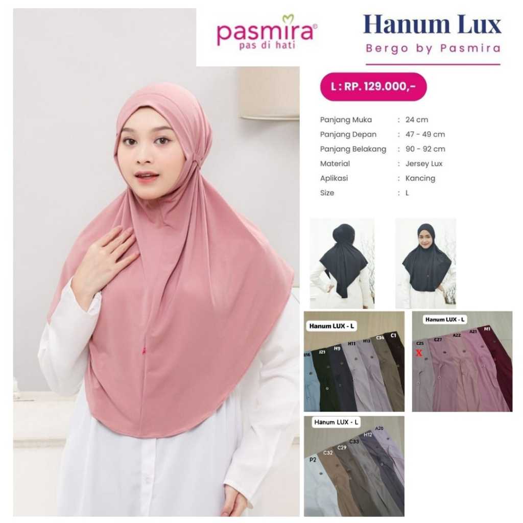 Jual BERGO INSTAN PREMIUM HANUM LUX M & L BY PASMIRA | JILBAB INSTAN BAHAN JERSEY PREMIUM ...