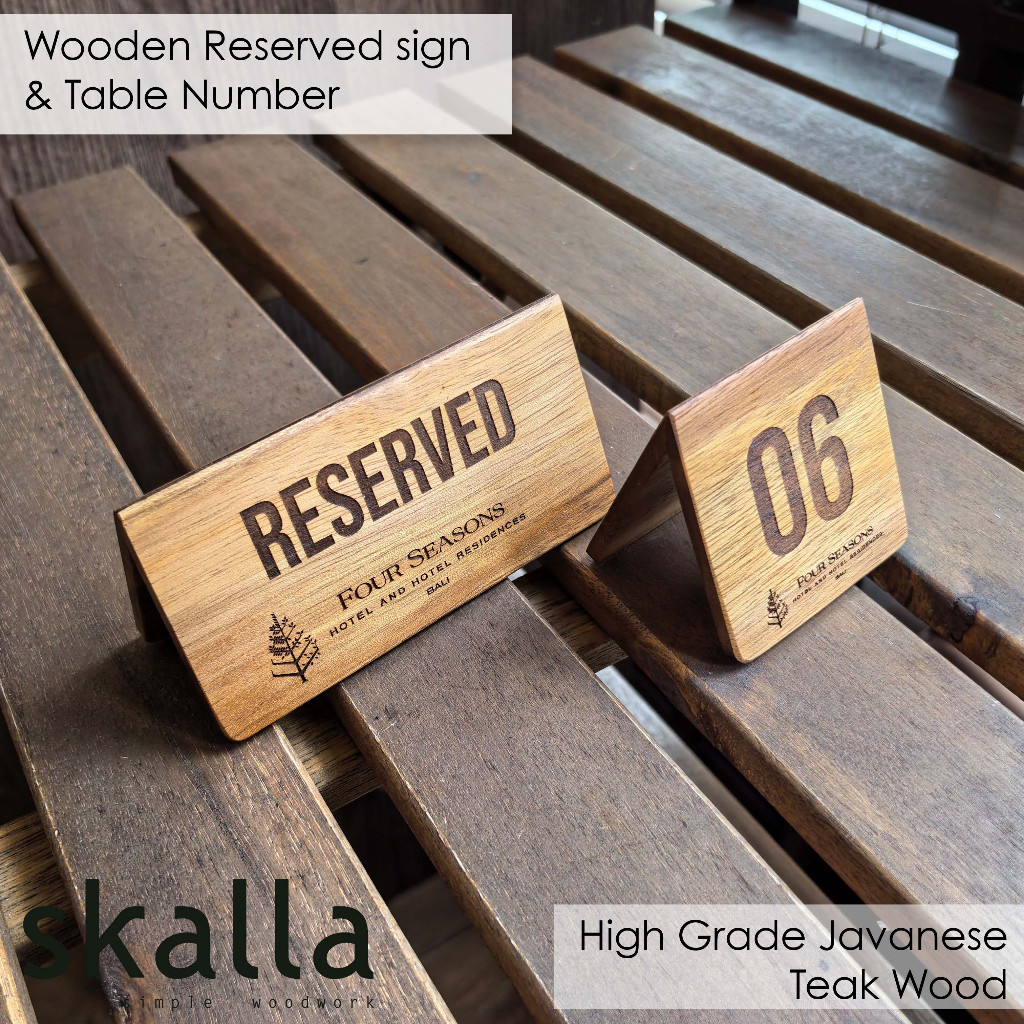 Jual Skalla Reserved sign kayu table number nomor meja cafe resto hotel ...