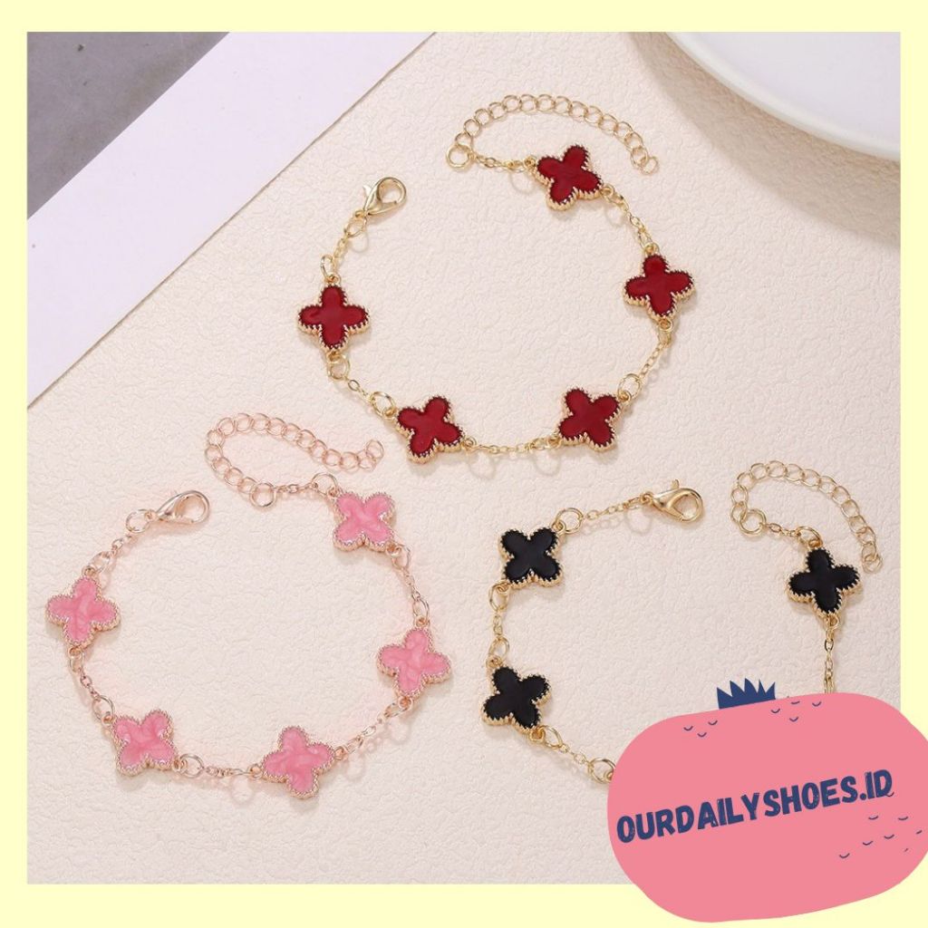 Jual ★ODS★ Gelang Wanita Korea Cantik Motif Daun Semanggi | Shopee ...